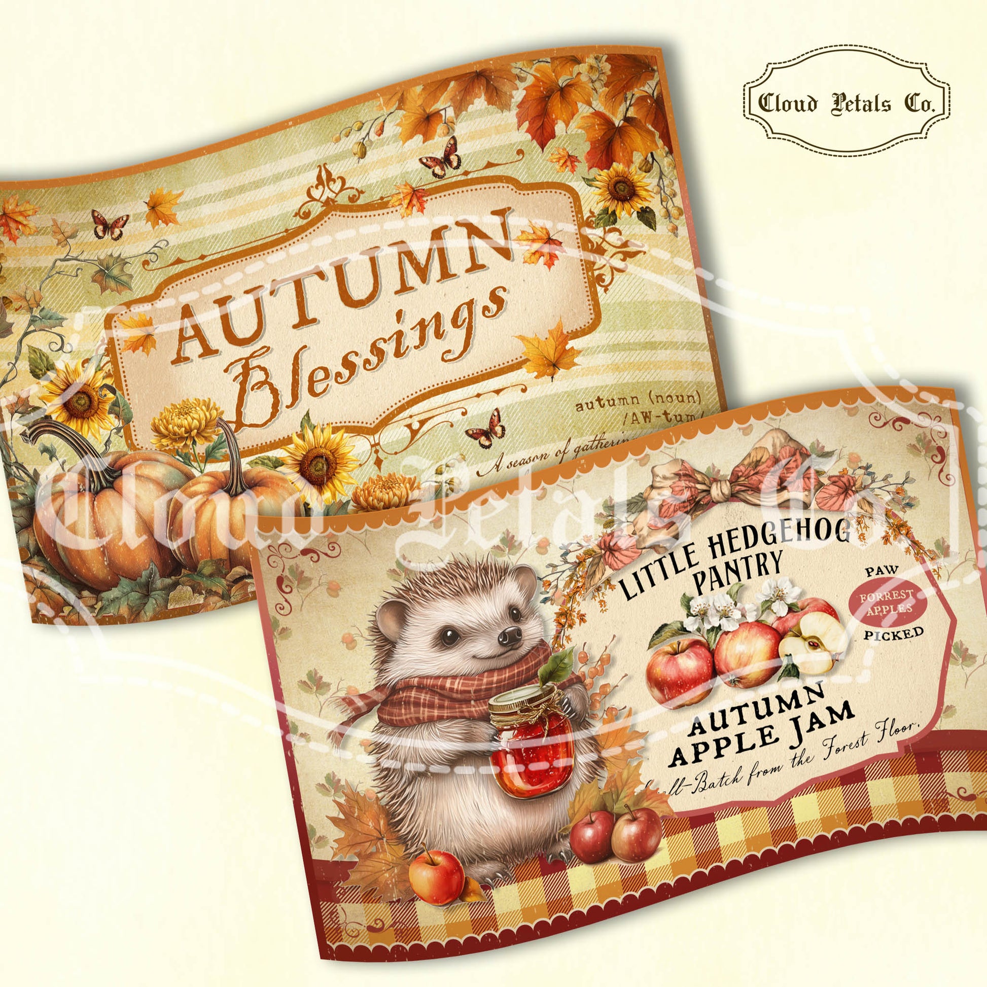 Vintage Fall Labels Printable | Hedgehog, Autumn Blessings & Pantry ...
